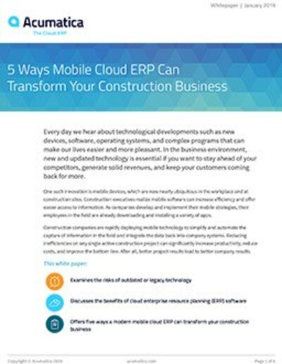 Construction Management Software | Acumatica Cloud ERP