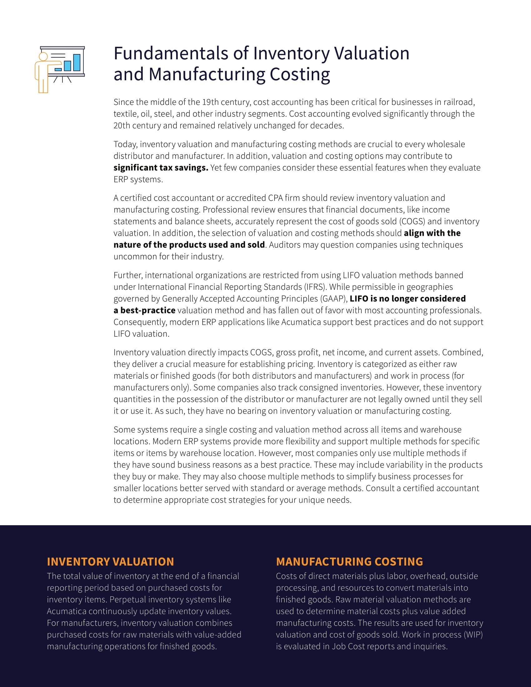 Gain Insights Into Inventory Valuation and Manufacturing Costing Strategies | Acumatica Cloud ERP